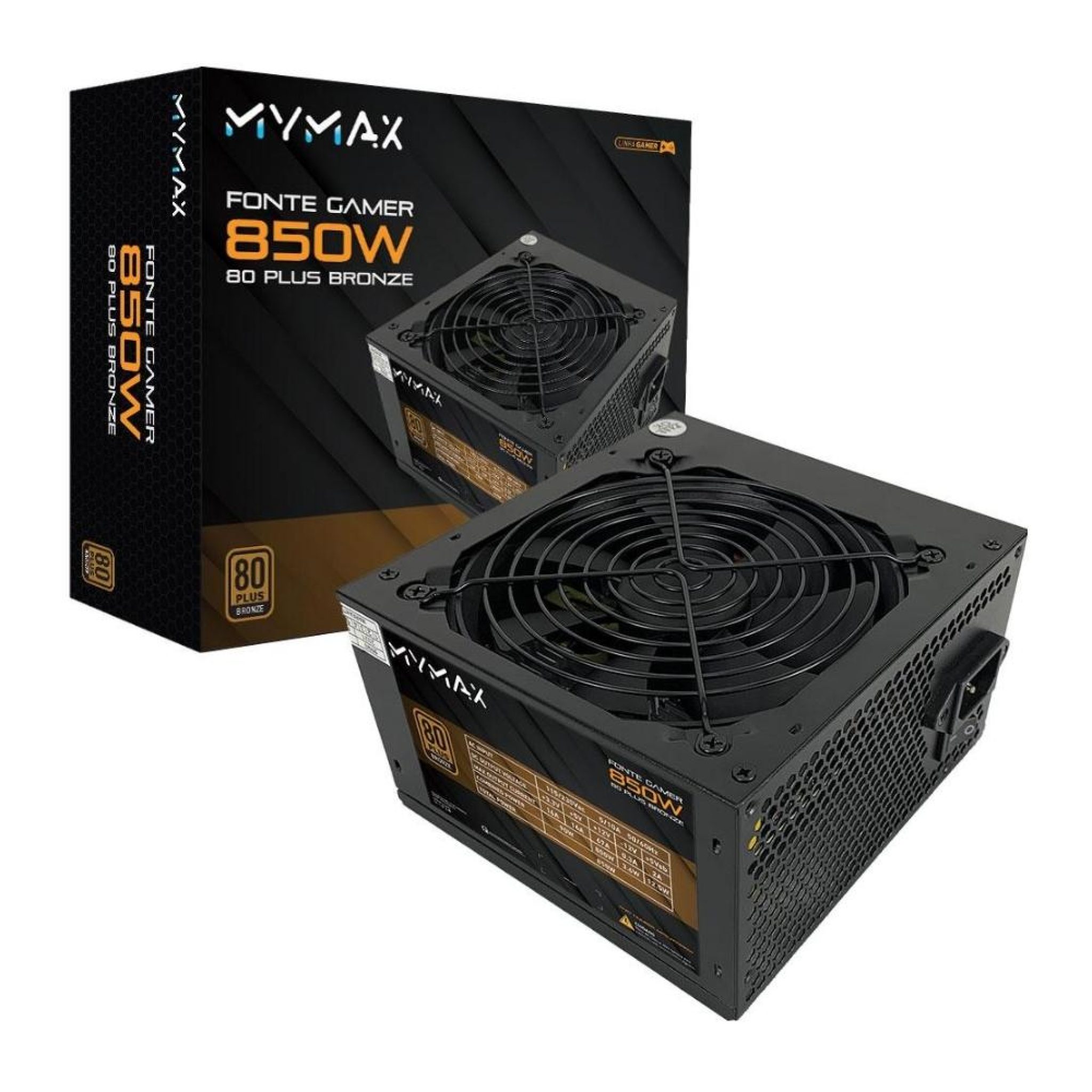 Fonte Atx Gamer 850w Mymax Mpsufp850w Bronze 80 Plus